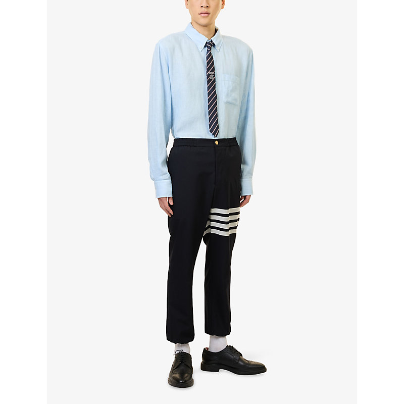 THOM BROWNE brand-patch linen shirt 40